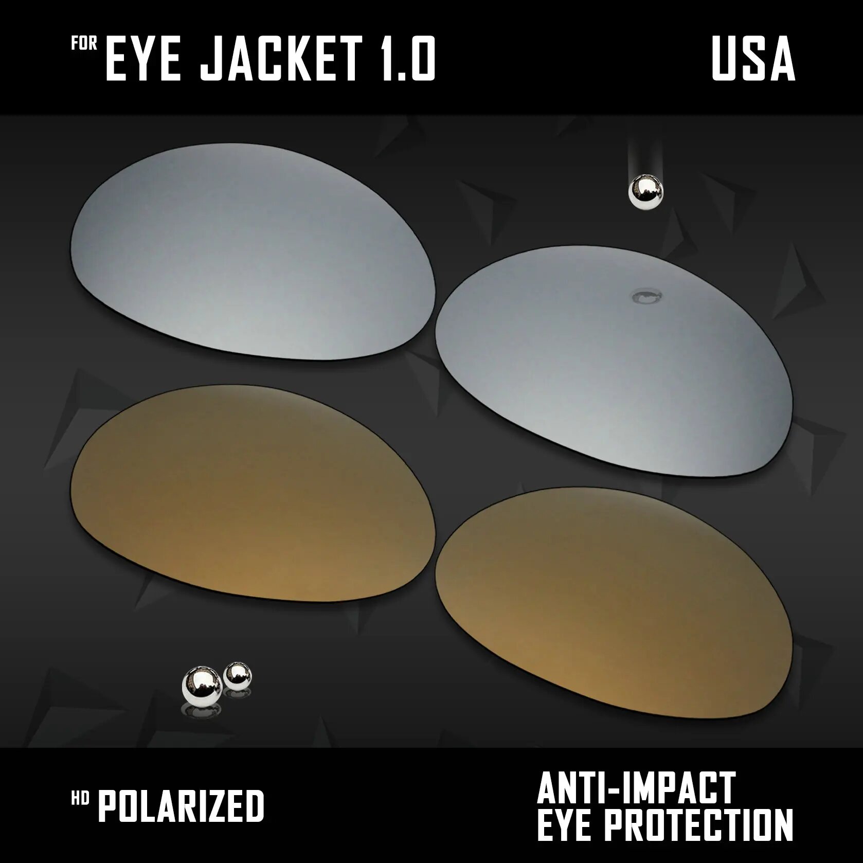 Поляризованные линзы OOWLIT Silver-Bronze Gold для Oakley Eye Jacket 1.0