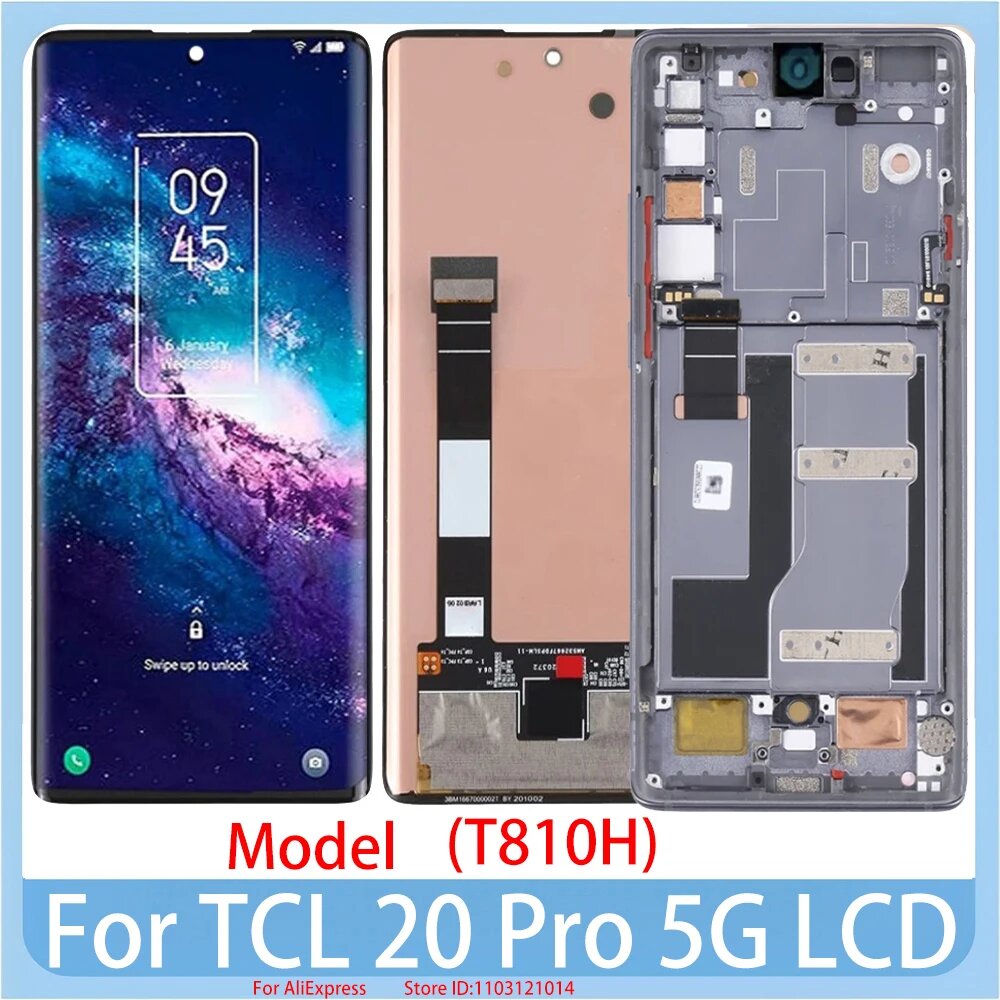 AMOLED дисплей в сборе TCL 20 Pro 5G с серым каркасом