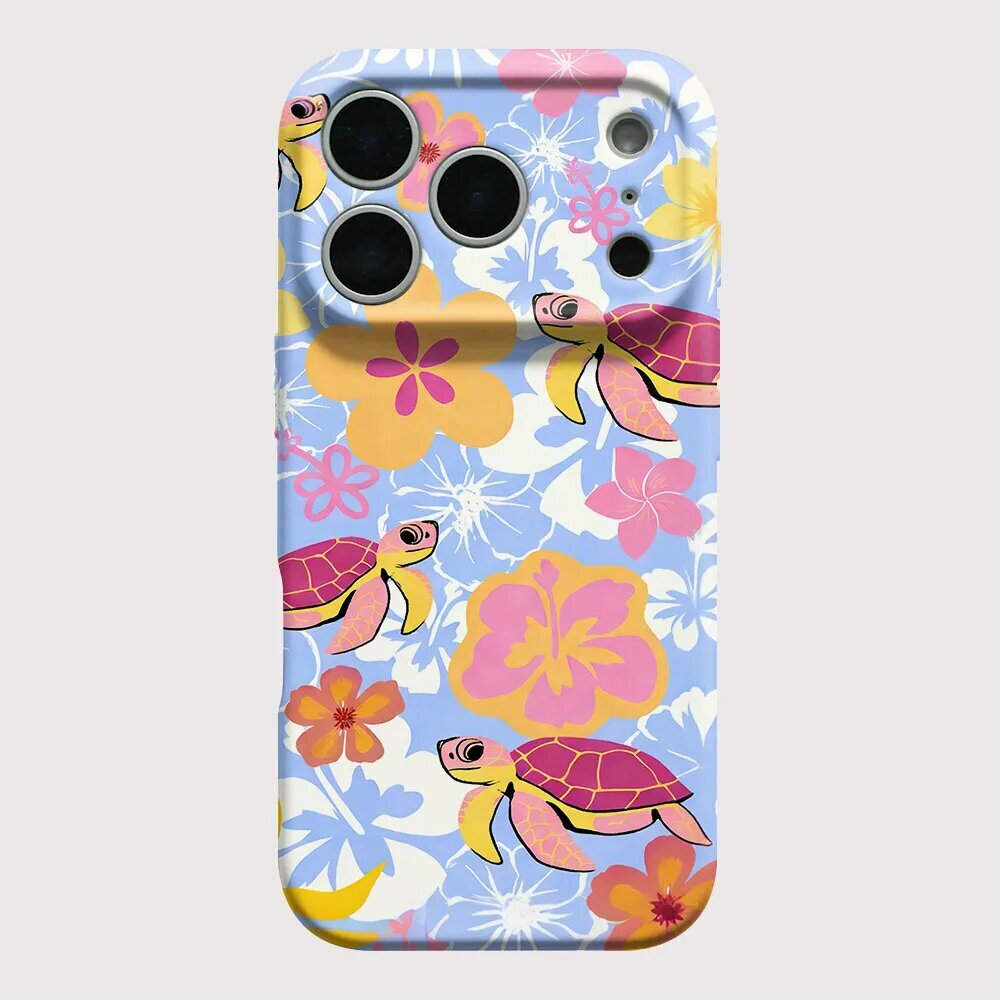 Чехол для iPhone 11 с черепахами и цветами