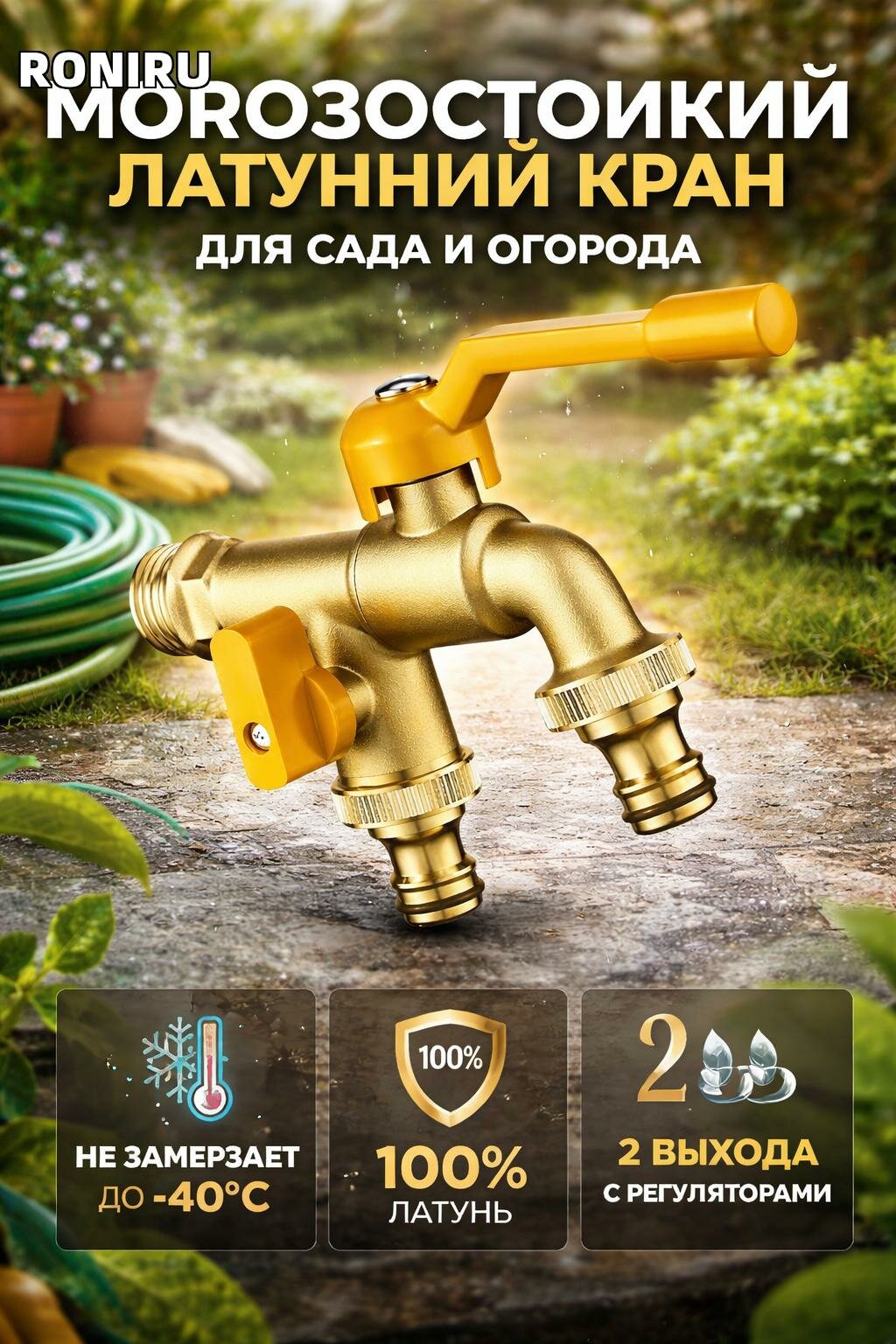 Наружный морозостойкий латунный кран для сада и огорода, незамерзающий водоразборный клапан для полива -40 для теплиц
