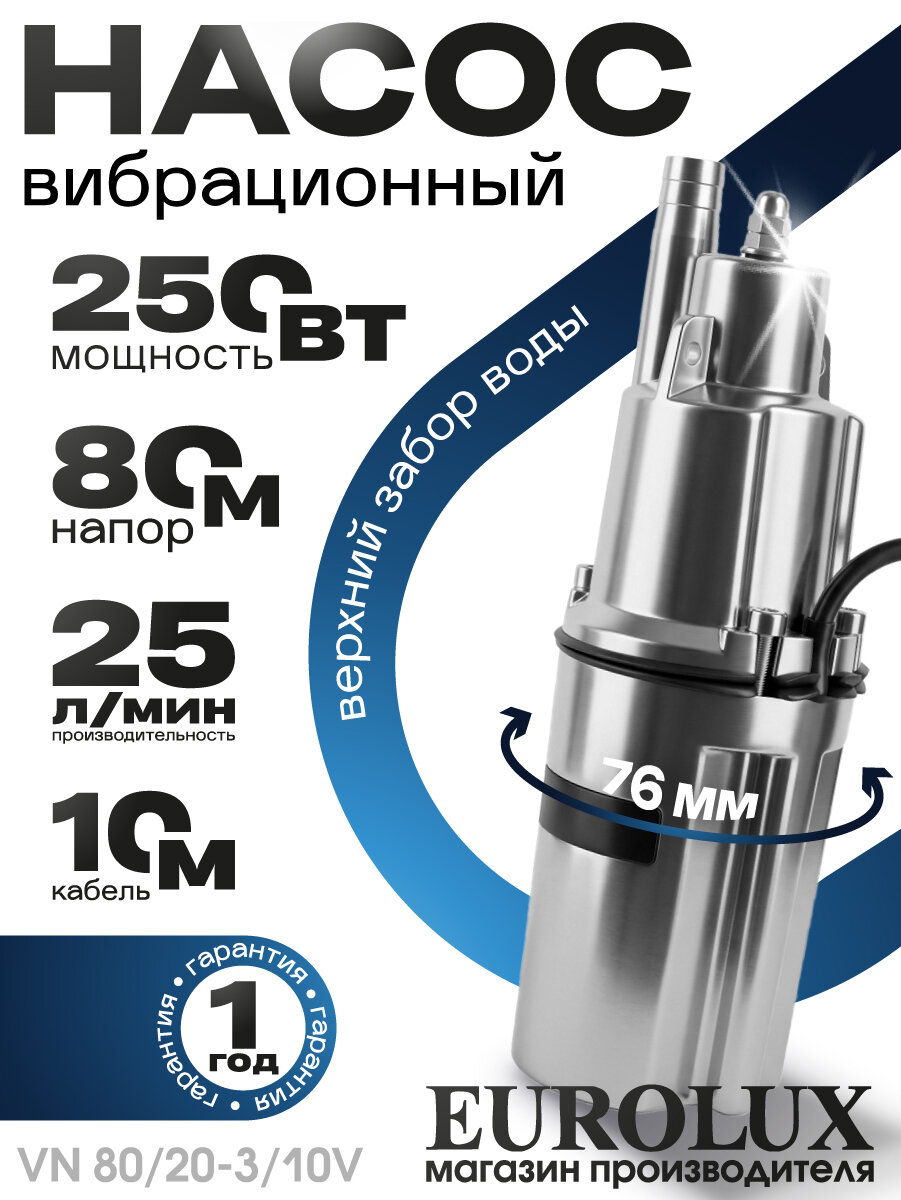 Вибрационный насос VN 80/20-3/10V Eurolux