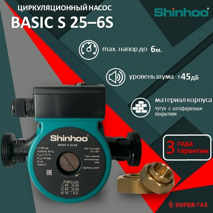 Циркуляционный насос Shinhoo BASIC S 25- 6S 180