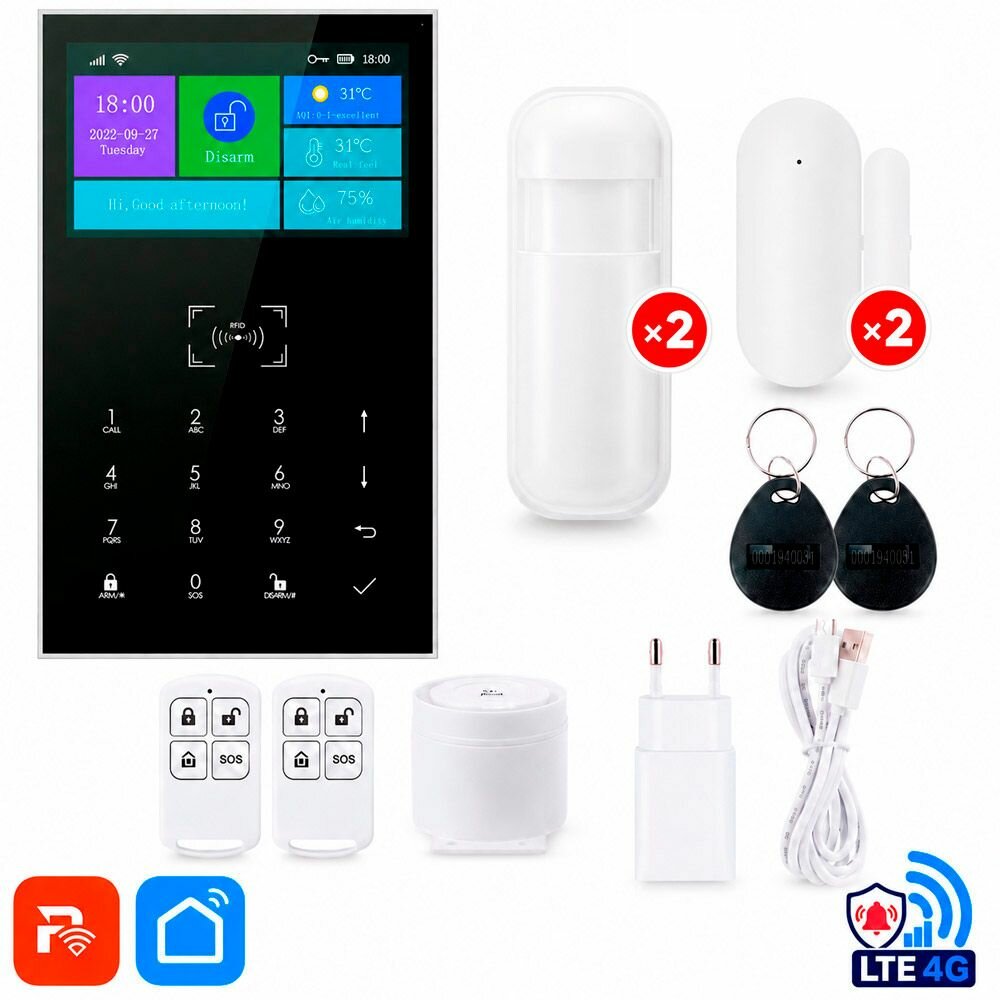 Комплект охранной GSM/WIFI сигнализации Ps-Link KIT-PG109-4G-4 умный дом, датчики движения, открытия