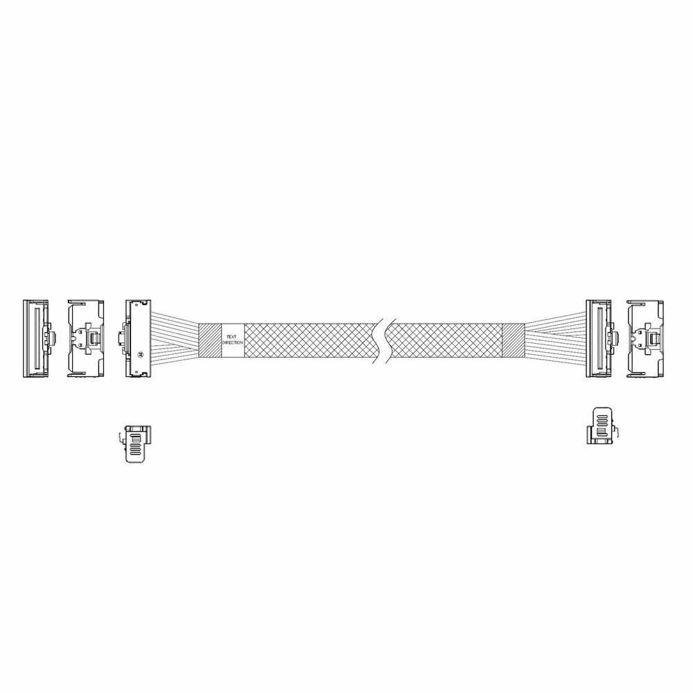 Кабель JPC P731IDN00800-1 Cable MCIO x4 TO HD MiniSAS 4i (SFF8643, прямой Straight Type), 0.8м