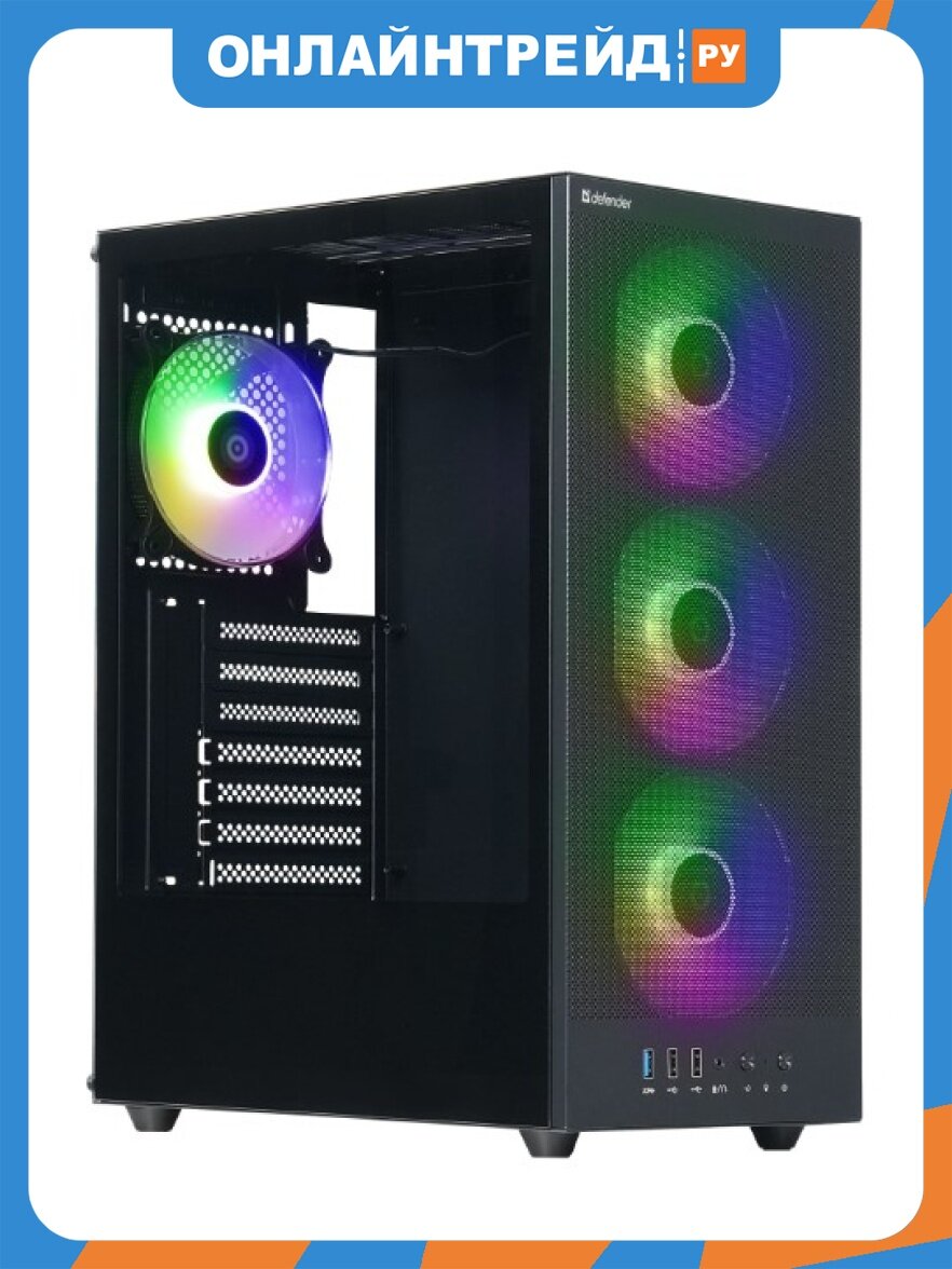 Корпус компьютерный Defender RaptorX черный, ATX,4fans, switchM/BSync