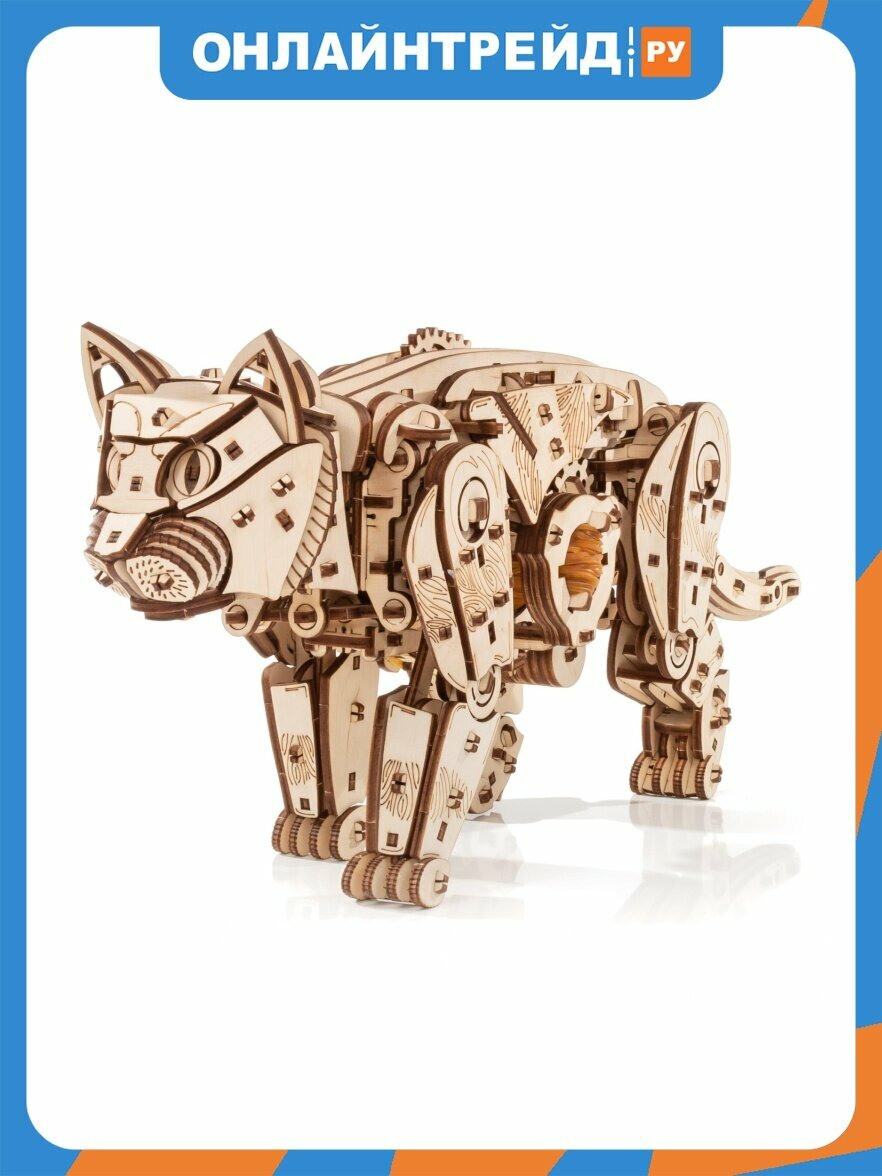 Деревянный конструктор Eco Wood Art EWA Механический Кот (Кошка)