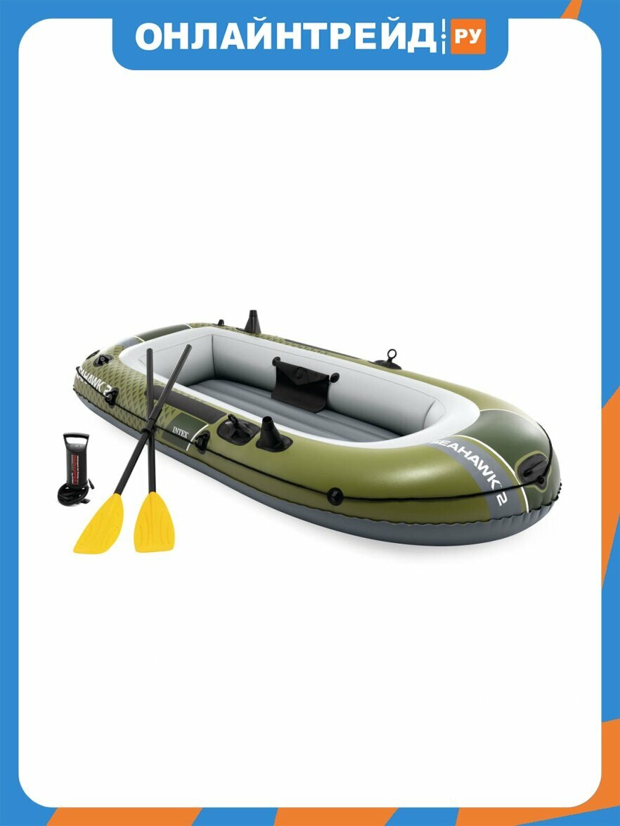 Лодка надувная Intex Seahawk 2 BOAT SET, 236x114x41см, до 240кг, весла/насос/рем. комплект