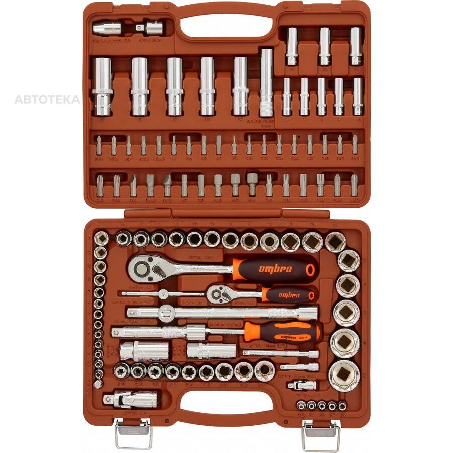Набор инструмента универсальный 1/4". 3/8". и 1/2"DR. 108 предметов OMBRA OMT108S