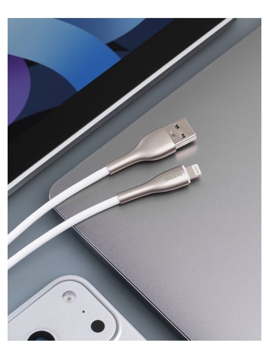 Кабель Deppa Apollo USB-А - Lightning, 1м, белый — фото 1