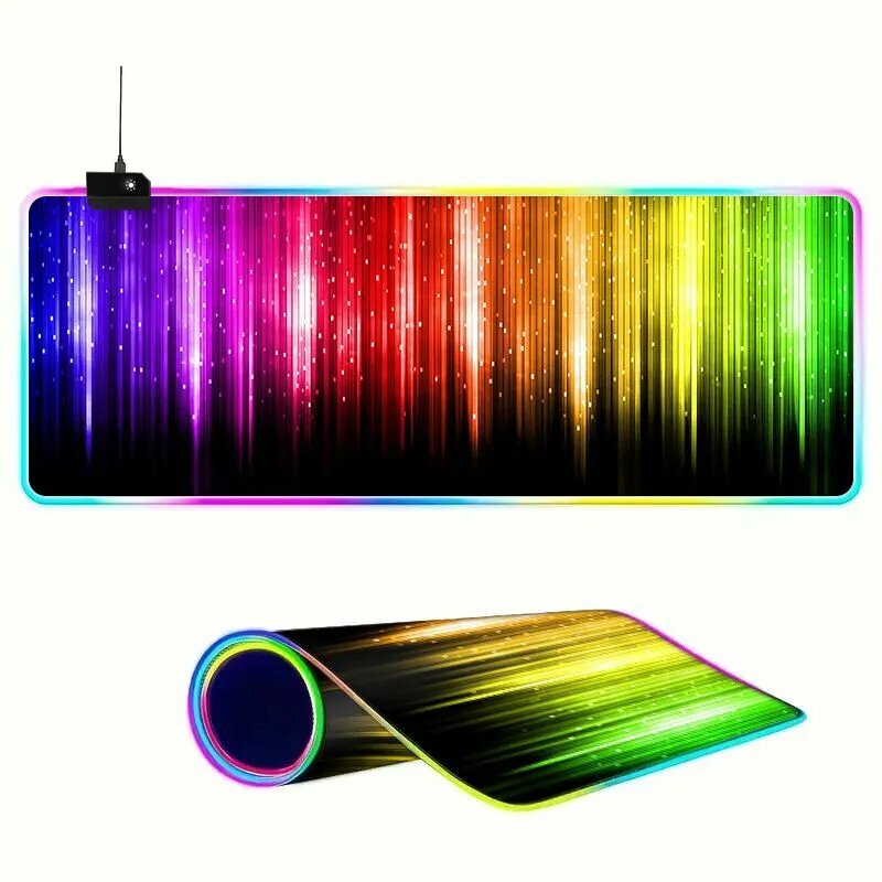 GanE Коврик для мышки L, черный, желтый, RGB подсветка, 90x40 см, натуральный каучук