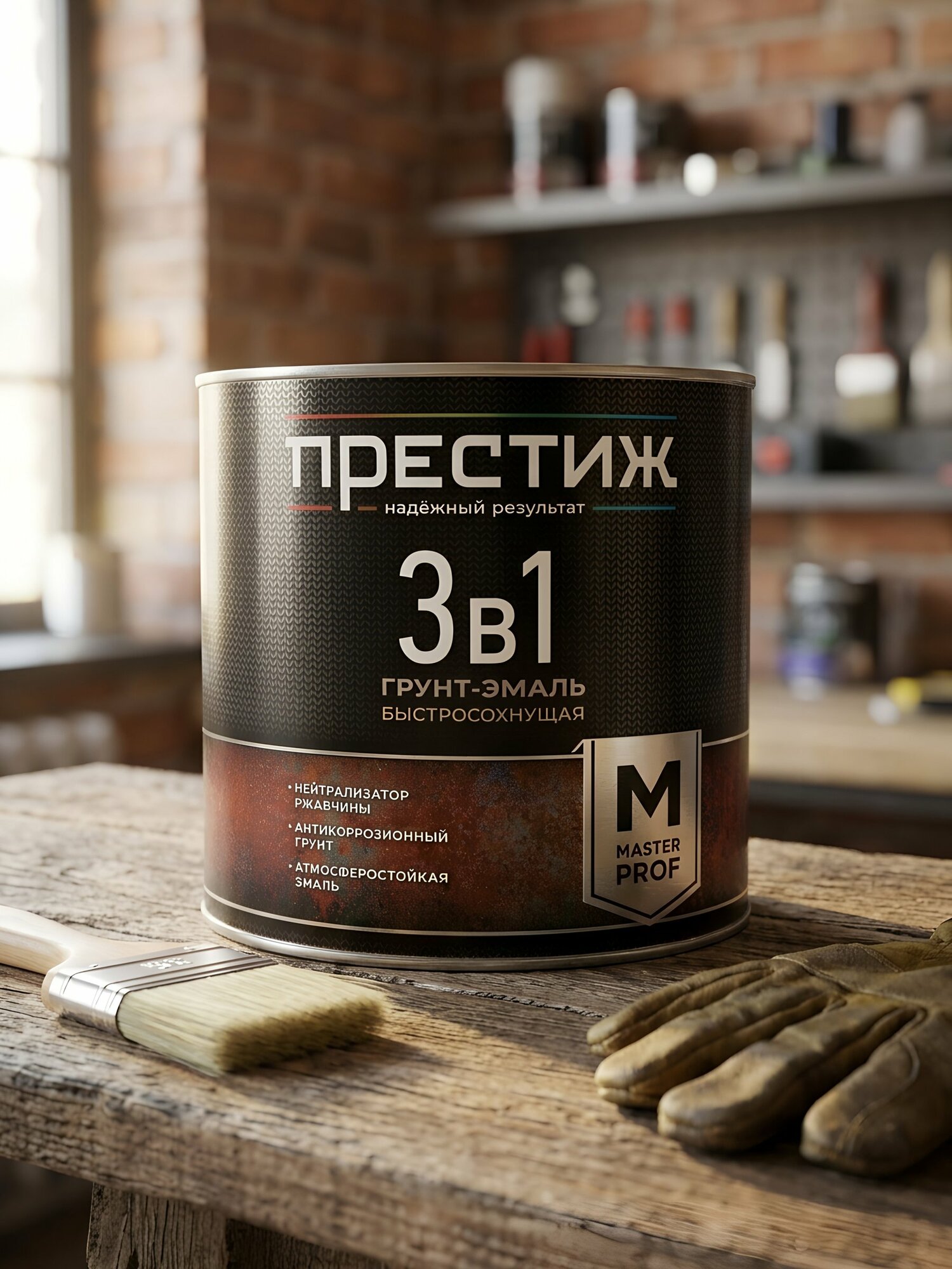 Грунт-эмаль Престиж, Мастер, по ржавчине, быстросохнущая, смоляная, серая, 1.9 кг