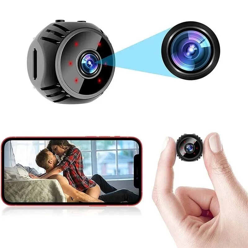 Беспроводная маленькая камера видеонаблюдения Wi-Fi, 6 ламп 1080P, встроенная батарея 2.0MP