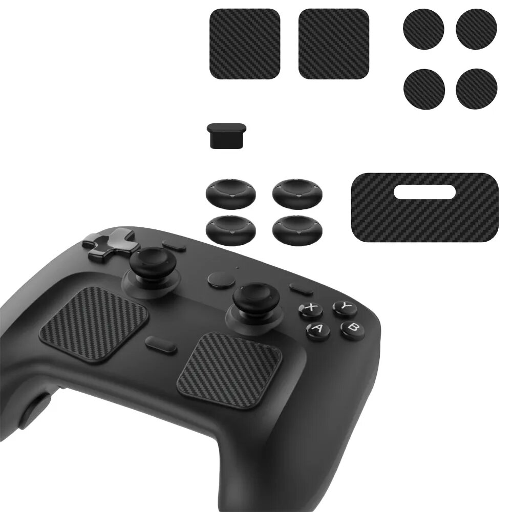 Для Steam Controller 2026 Защитный комплект из 12 шт. с наклейками на сенсорную панель, захватами для большого пальца, пылезащитными заглушками для кнопок, колпачком TYPE-C