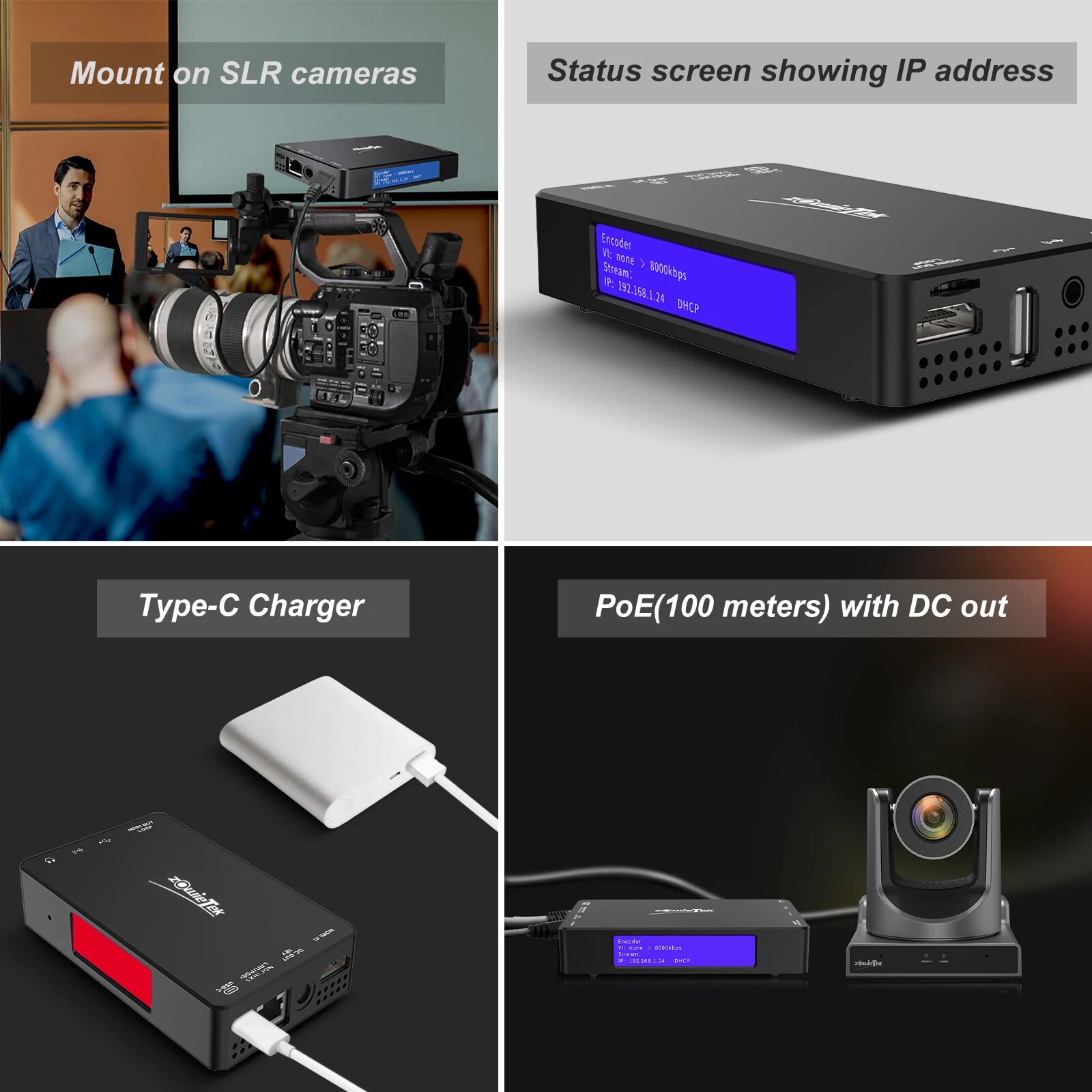 Кодер/декодер видео Zowietek 4K HDMI для прямой трансляции, вход/выход UVC, NDI | Конвертер/плеер HX3, захват видео, SRT/RTMP(S)/RTSP — фото 1