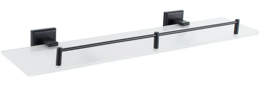 Полка Classic Quadro DB030, с бортиком, 40х5х15 см, стекло, латунь, черная