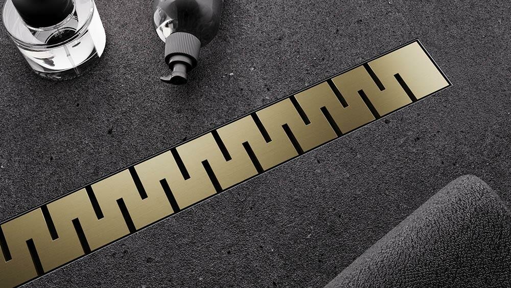 Душевой лоток Veconi Stesso Line Gold 600 VSL600G с решеткой цвет Золото брашированное