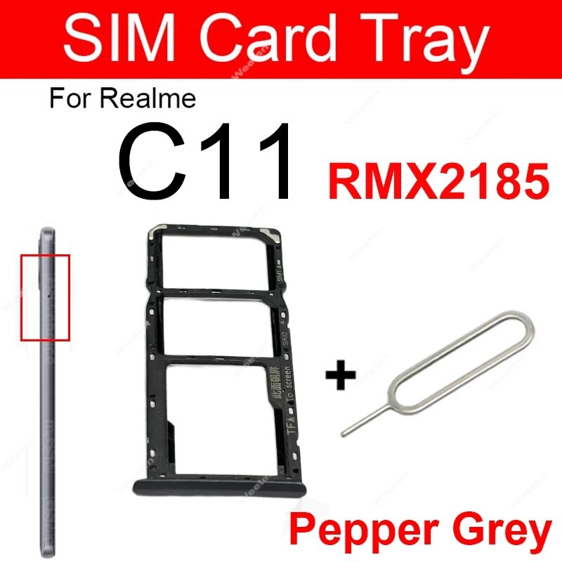 Лоток для SIM-карты для Oppo Realme C11 2021 C12 C15 C17 гнездо для двух SIM-карт Micro SD C11-Grey