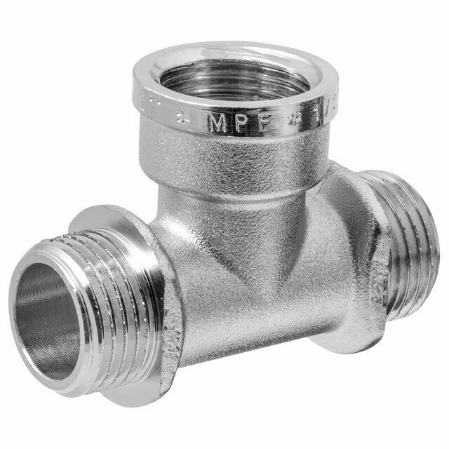 Тройник MPF 1/2" НР/ВР/НР с ограничителем латунь резьба