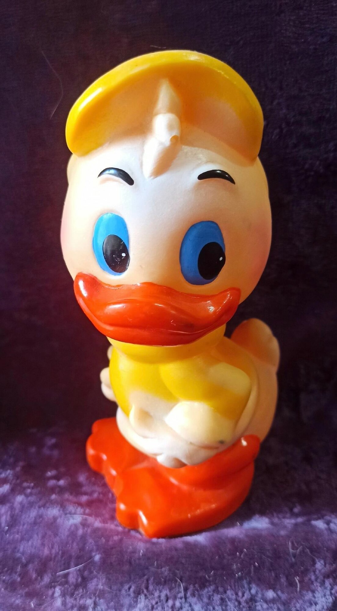 Винтажная резиновая игрушка утенок, утка, 18 см