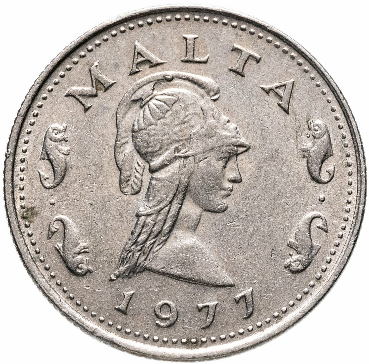 Мальта 2 цента cents 1977, Мельхиор медь-никель, в сохранности XF