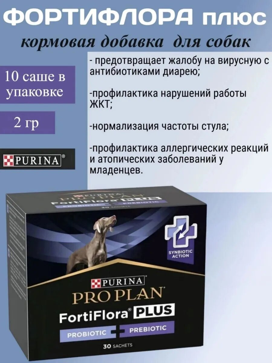 Добавка для собак FORTIFLORA PLUS Фортифлора 10 пакетов