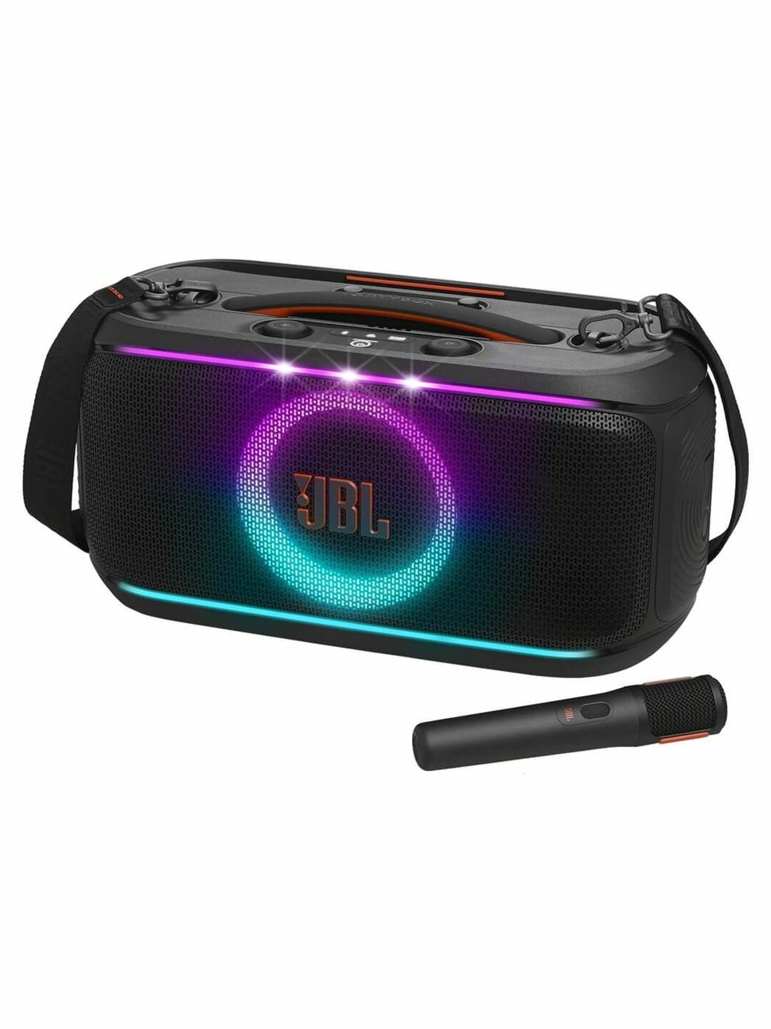 Пати колонка JBL Partybox On-The-Go 2, Bluetooth, AUX, 4722 мАч, с микрофоном, черный