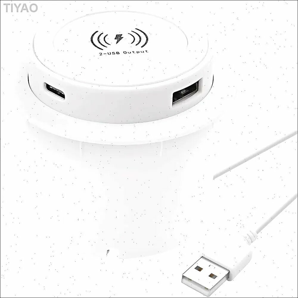 Встраиваемая беспроводная зарядка , выдвижная, 15Ватт, порты USB и USB-C, в стол, столешницу