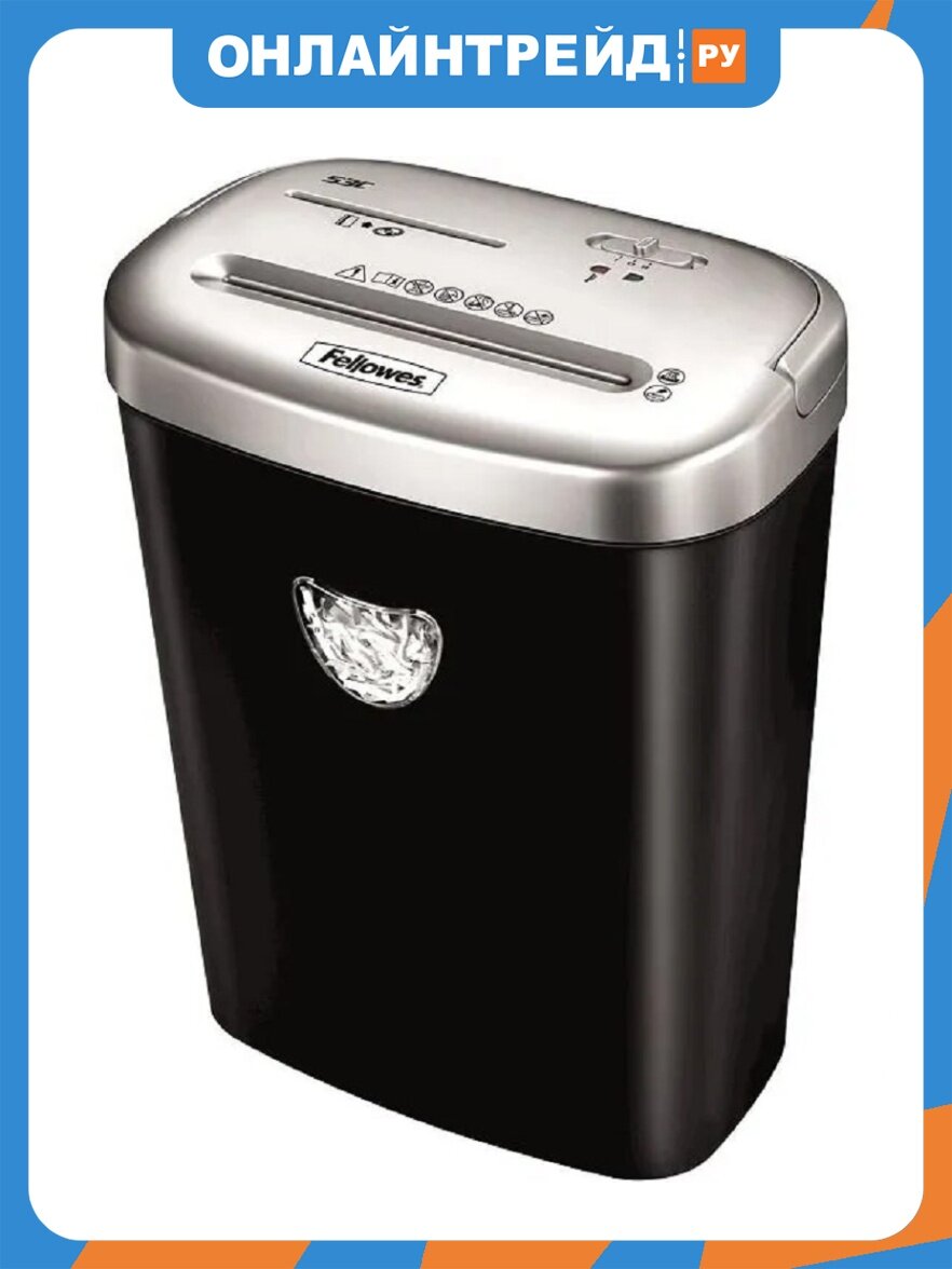 Шредер Fellowes PowerShred 53С черный/серый (секр. P-4) фрагменты 10лист. 23лтр. скрепки скобы пл. кар
