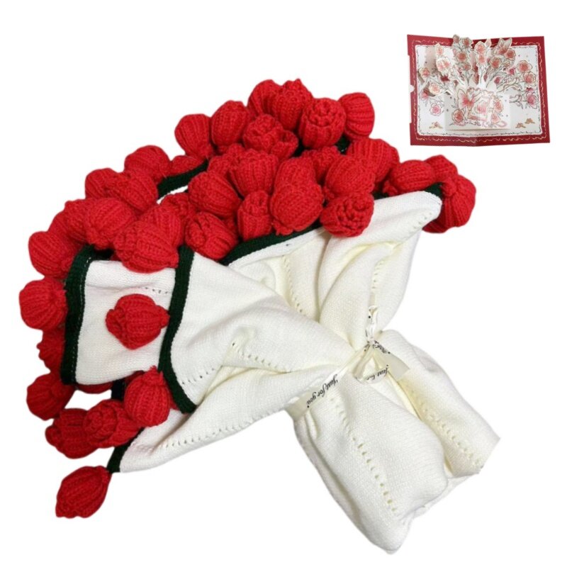 Плюшевая игрушка унисекс AOLETU Extra Large Rose Knitted Fabric Blanket+3D Effect Rose Greeting Card, 150CM EU