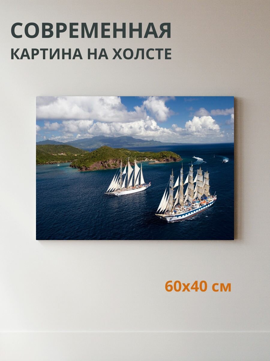 Картина на холсте Парусники на море 60x40 см