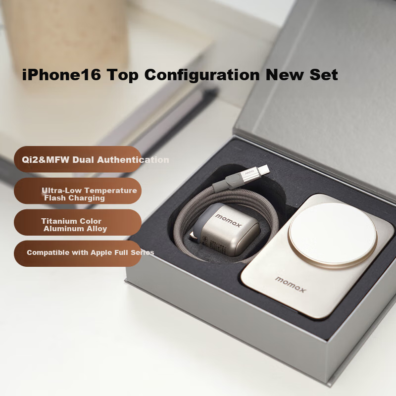 MOMAX 3 в 1 беспроводная зарядка 15 Вт MagSafe сертифицированная для iPhone 17/16/15 Pro Max смартфонов наушников часов