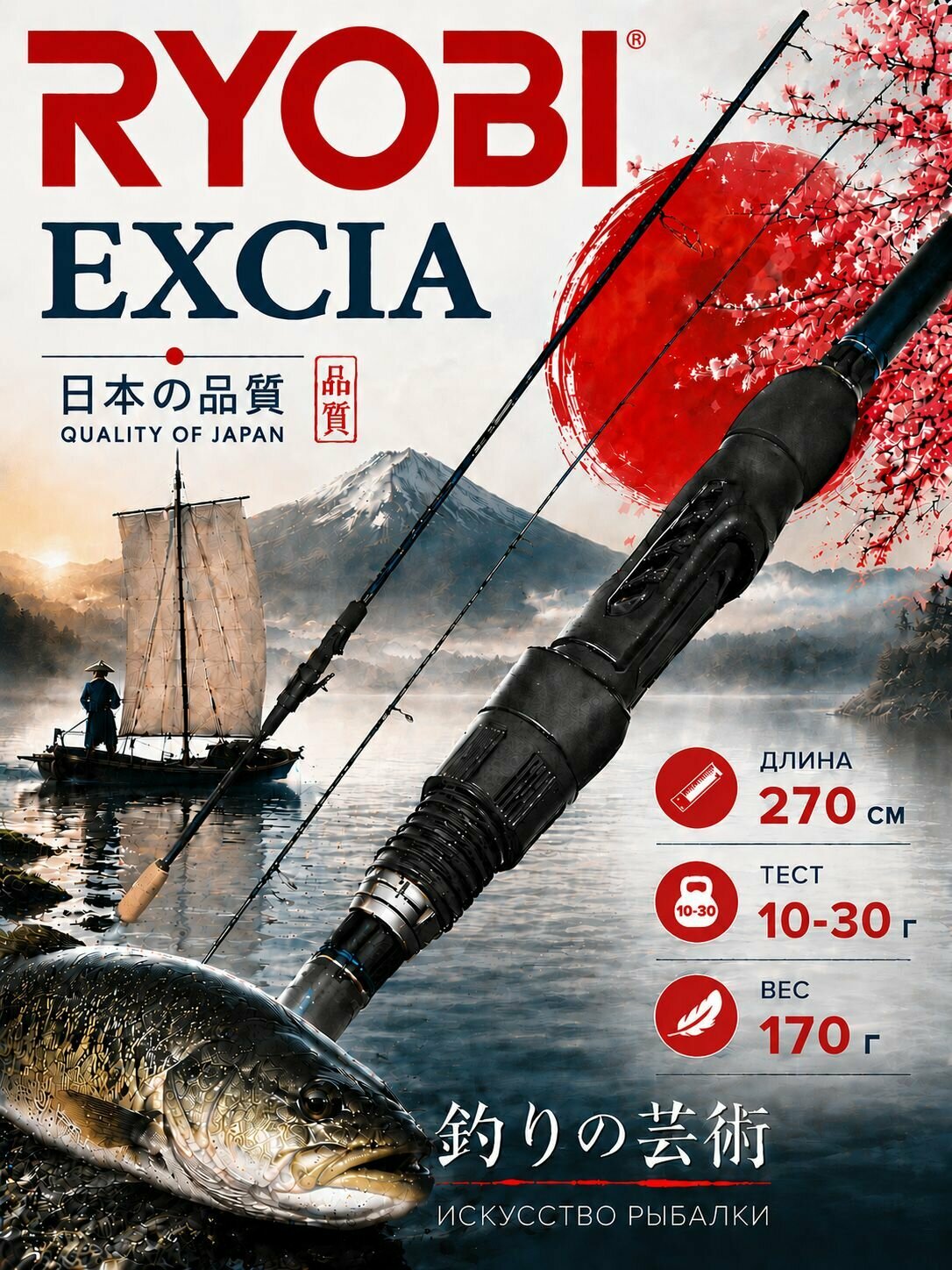 Спиннинг RYOBI EXCIA штекерный 2,70m 10-30g IM9