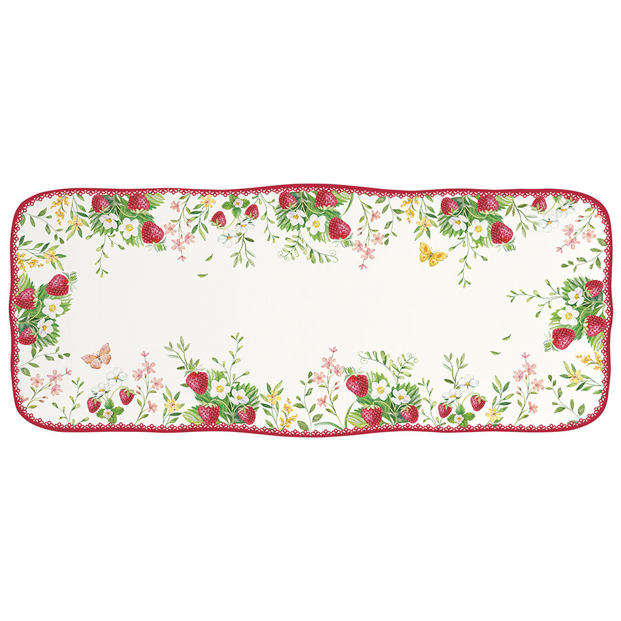 Блюдо прямоугольное Jardin Des Fraises 36х15 см для закусок фарфоровое Easy Life R3414/JARF