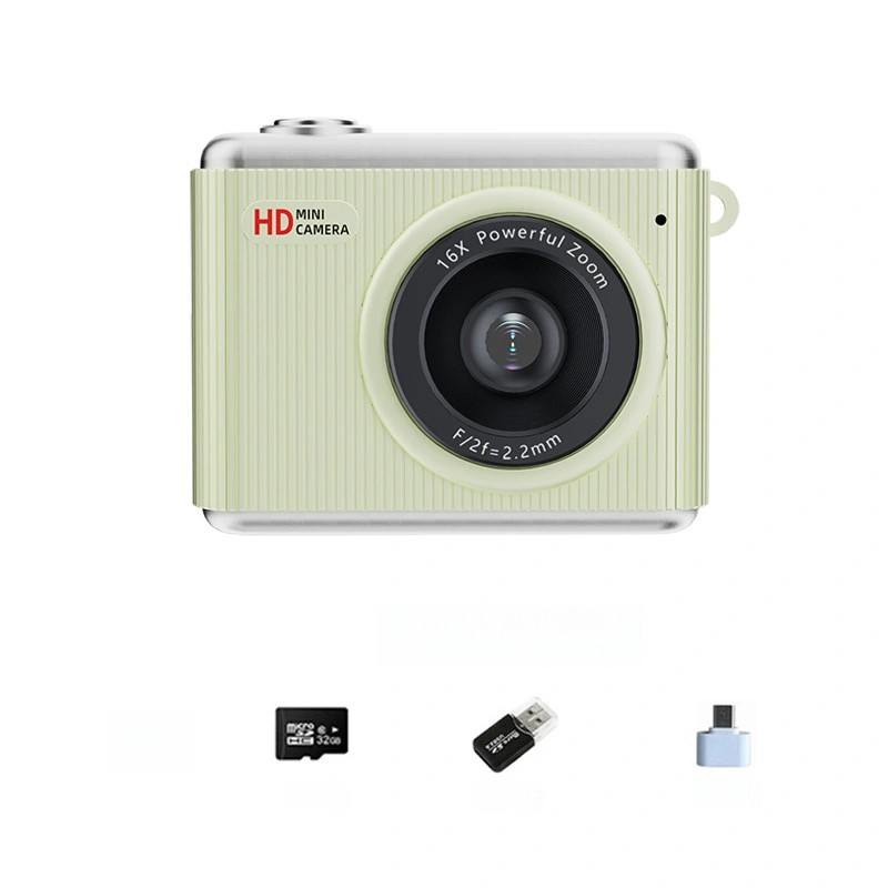 S6 Mini цифровой фотоаппарат 64MP 1.4" IPS 16X зум 1080P Видео на шею / ключи с OTG Подарочная коробка（32 ГБ）