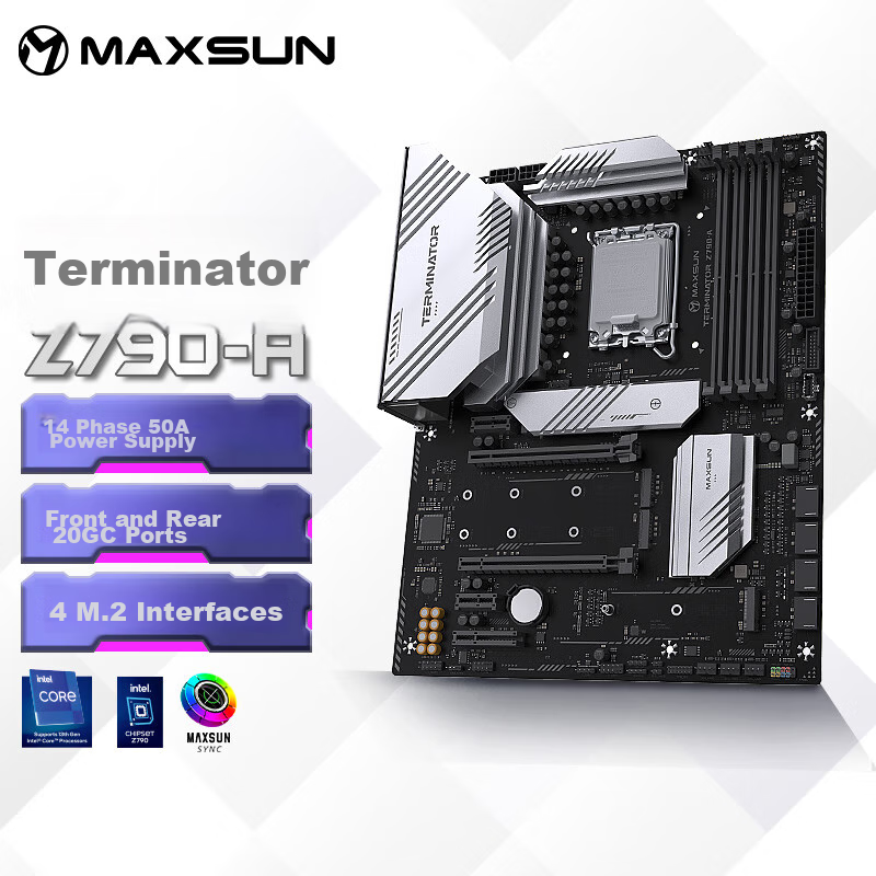 MAXSUN Z790-A материнская плата ATX для DDR5 процессоров Intel 14600KF 14700KF 12600K с разъемом LGA 1700