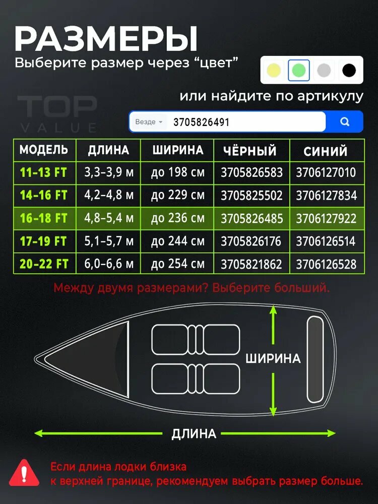 V‑образный тент для лодки Oxford 420D, размер 16–18 футов, защита от влаги и солнечного излучения — фото 1