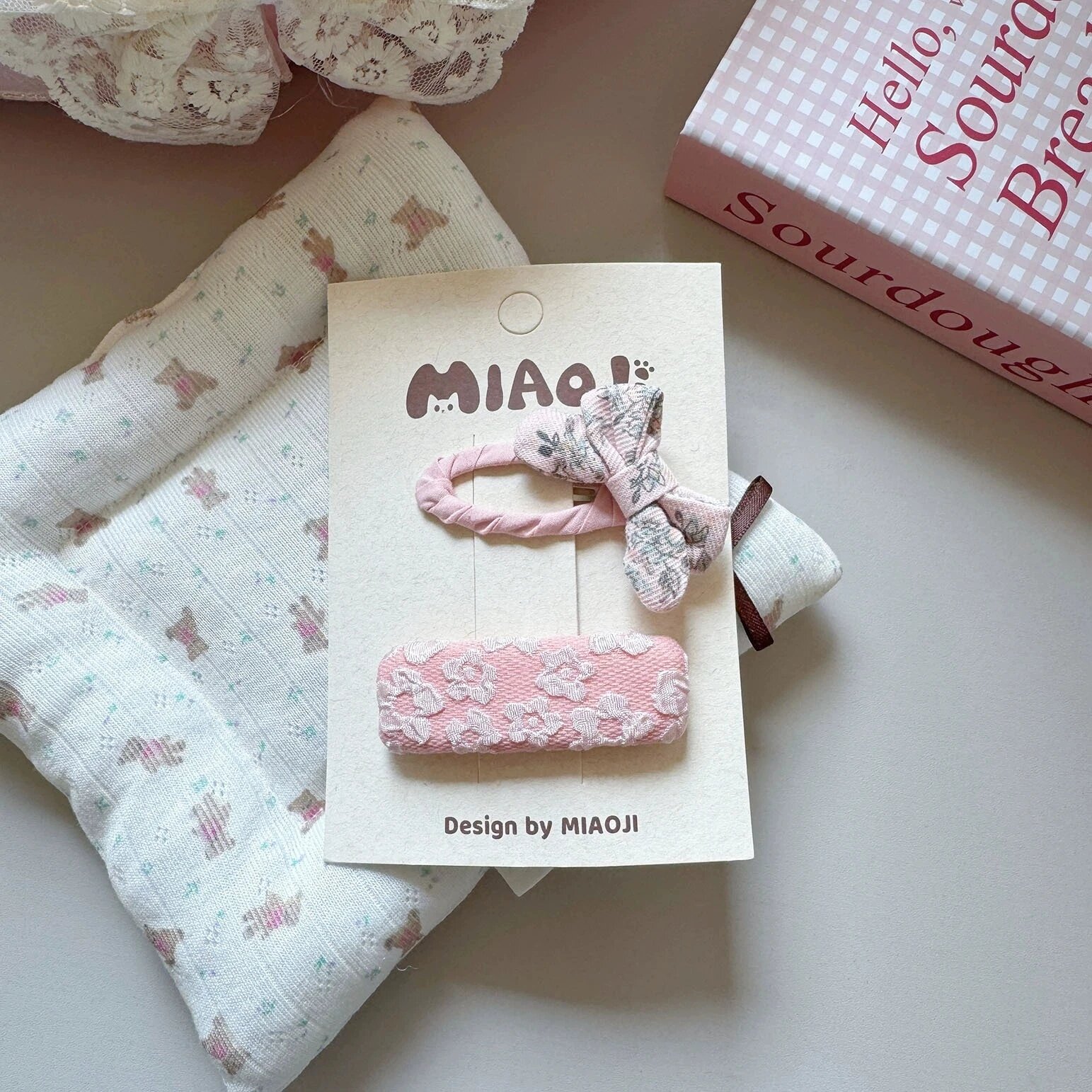 Розовые заколки для волос MIAOJI, хлопок