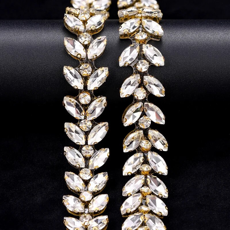 DUCRYSTAL золотая стеклянная цепочка со стразами 90 см GoldClear 21mm