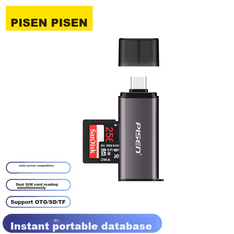 Pisen Type-C двойной SD TF картридер совместимый с iPhone 15/16 iPad Android смартфоны камеры дроны Цвет：Type-C [SD+TF