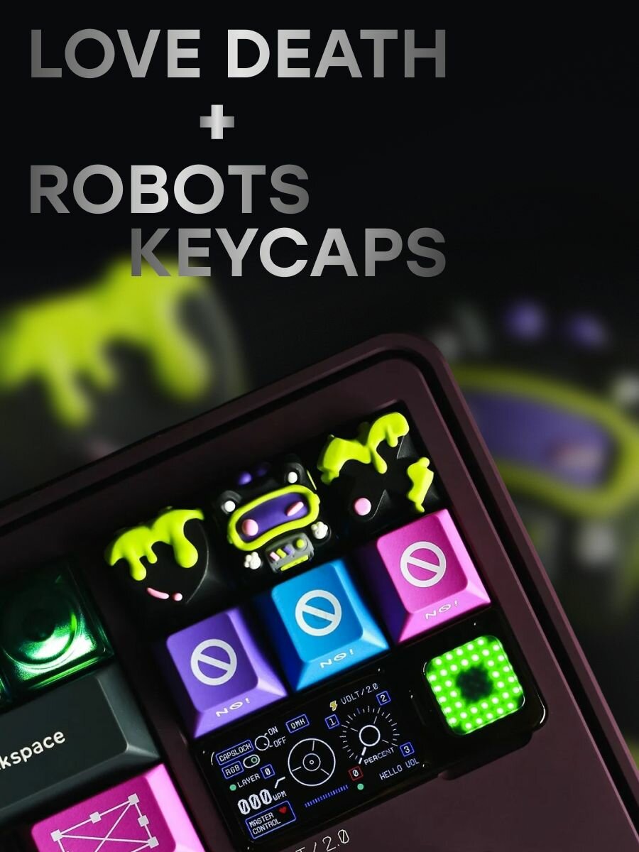 Кейкапы для механической клавиатуры My Studio Love Death +Robots, Зеленый цвет, 3шт