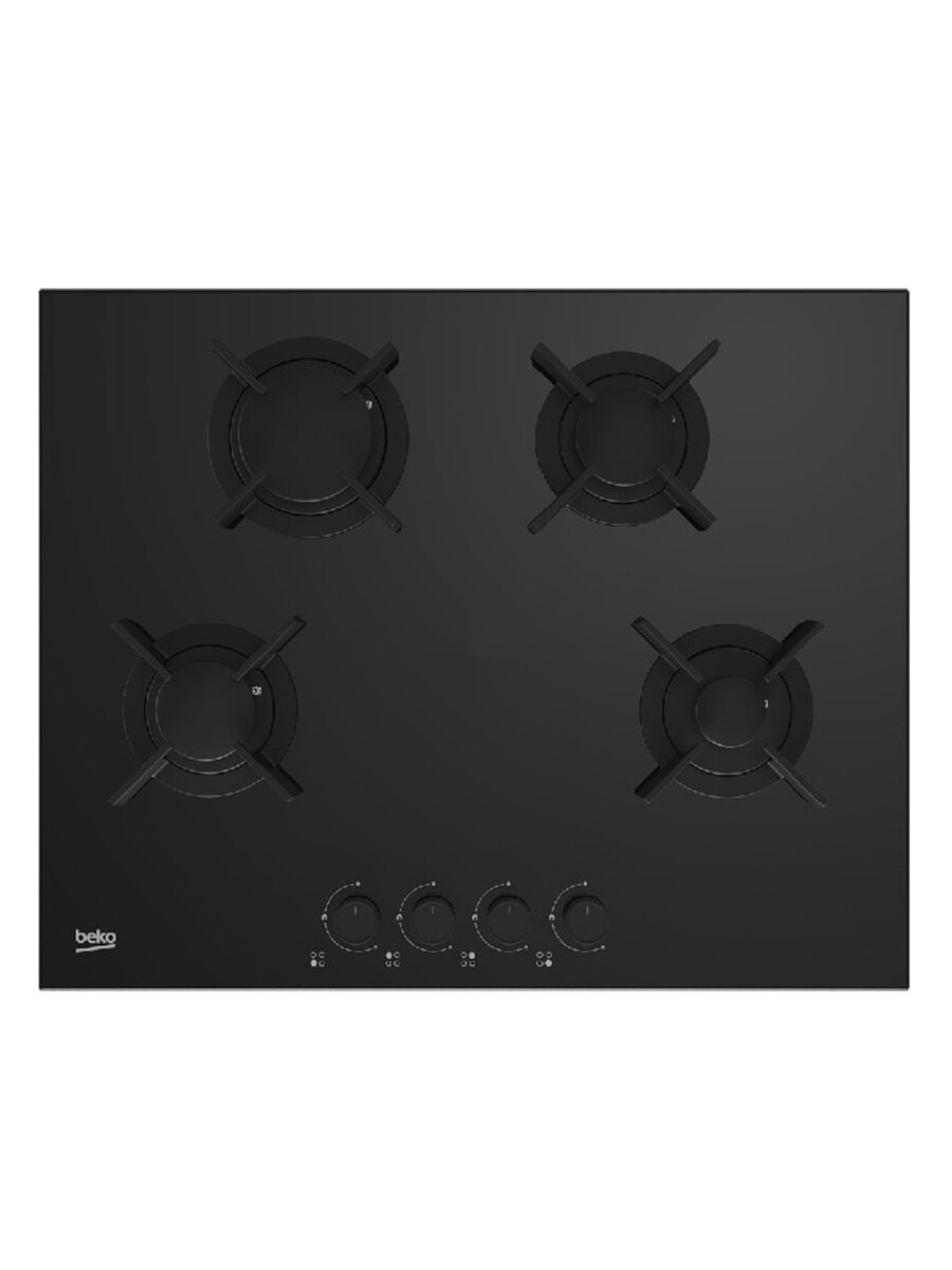 Встраиваемая газовая панель Beko HING 642202 SB, количество конфорок 4, черный