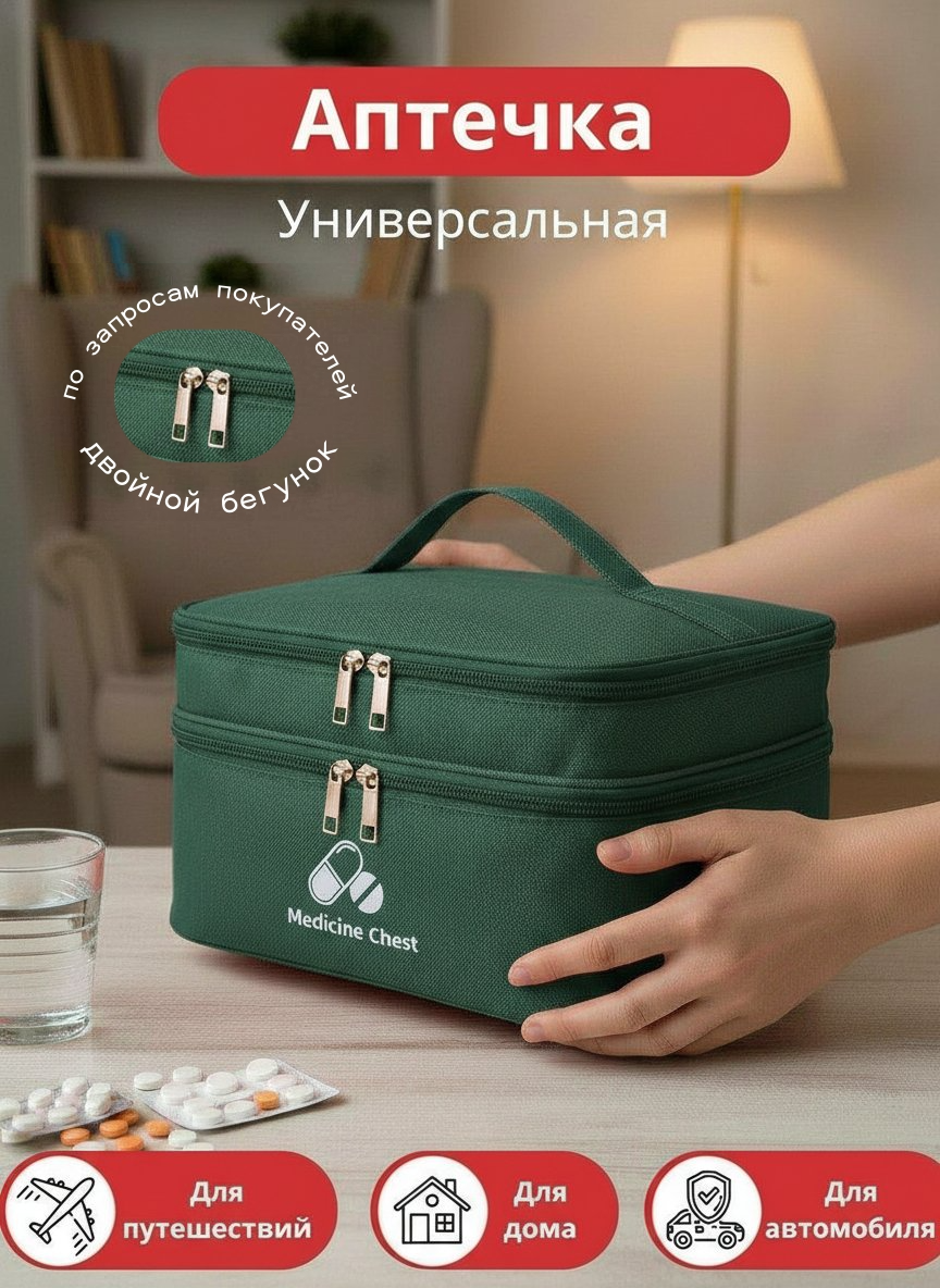 Аптечка домашняя дорожная походная автомобильная без наполнения органайзер для хранения лекарств