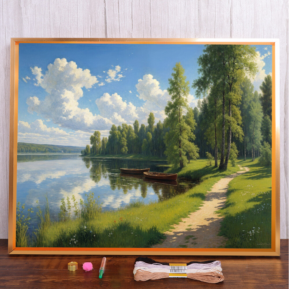 MEIAN Крестный комплект стежка,30x40CM,11CT, Река рядом с лесами