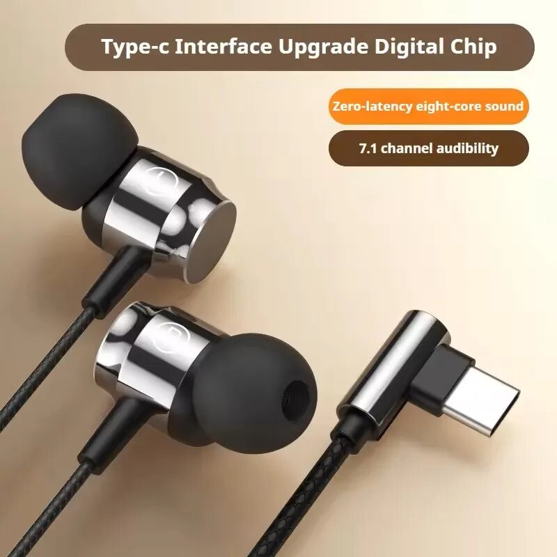 Наушники Type C Black Headset, проводные