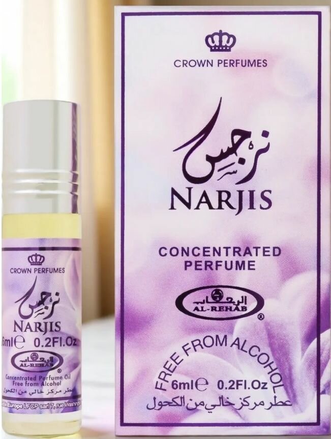 Масляные женские духи Narjis Al Rehab Crown Perfumes 6 мл, без спирта