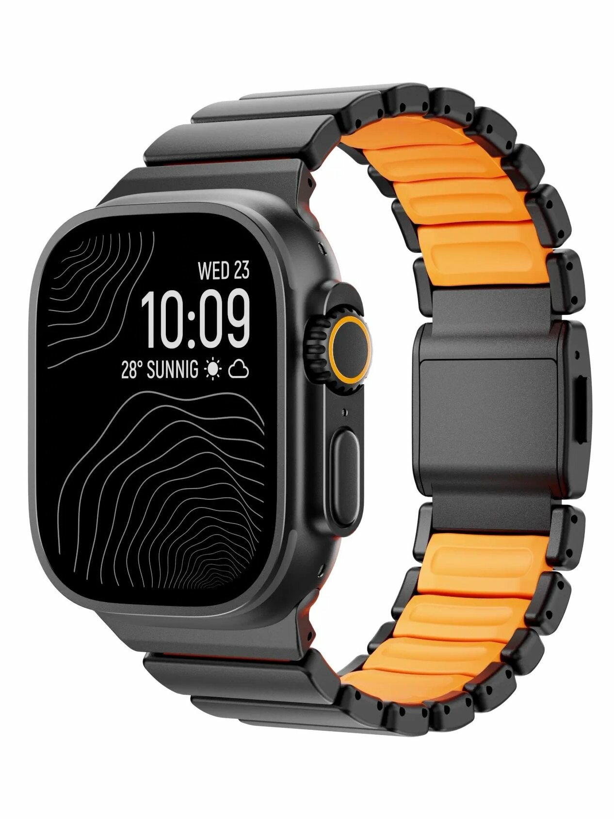 Блочный ремешок для Apple Watch Watch 42 / 44 / 45 / 46 / Ultra 49 Marshal Black Orange