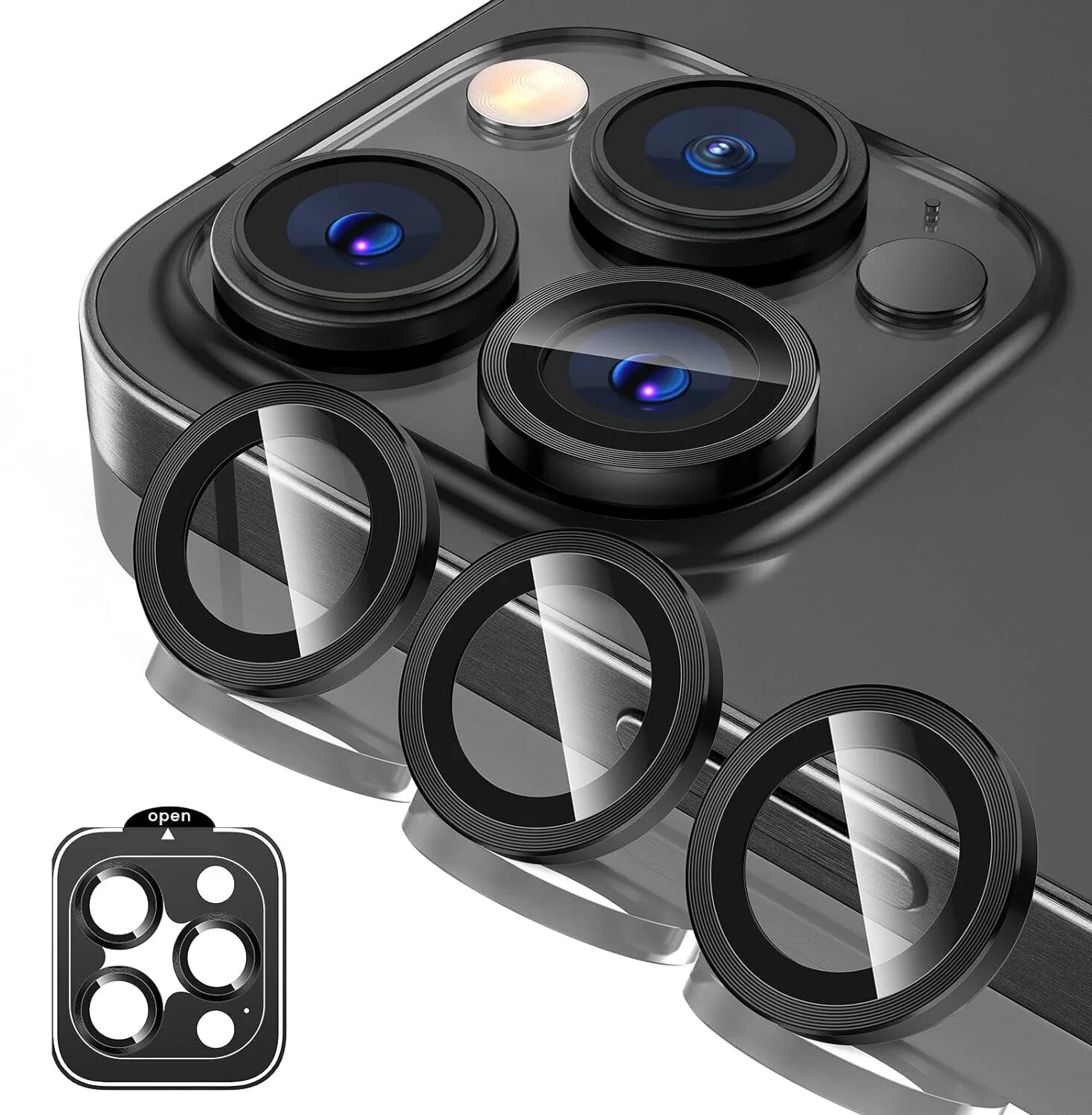 Металлическое Закаленное Стекло Для Защиты Объектива Камеры, Черный, For iphone 16Pro, black