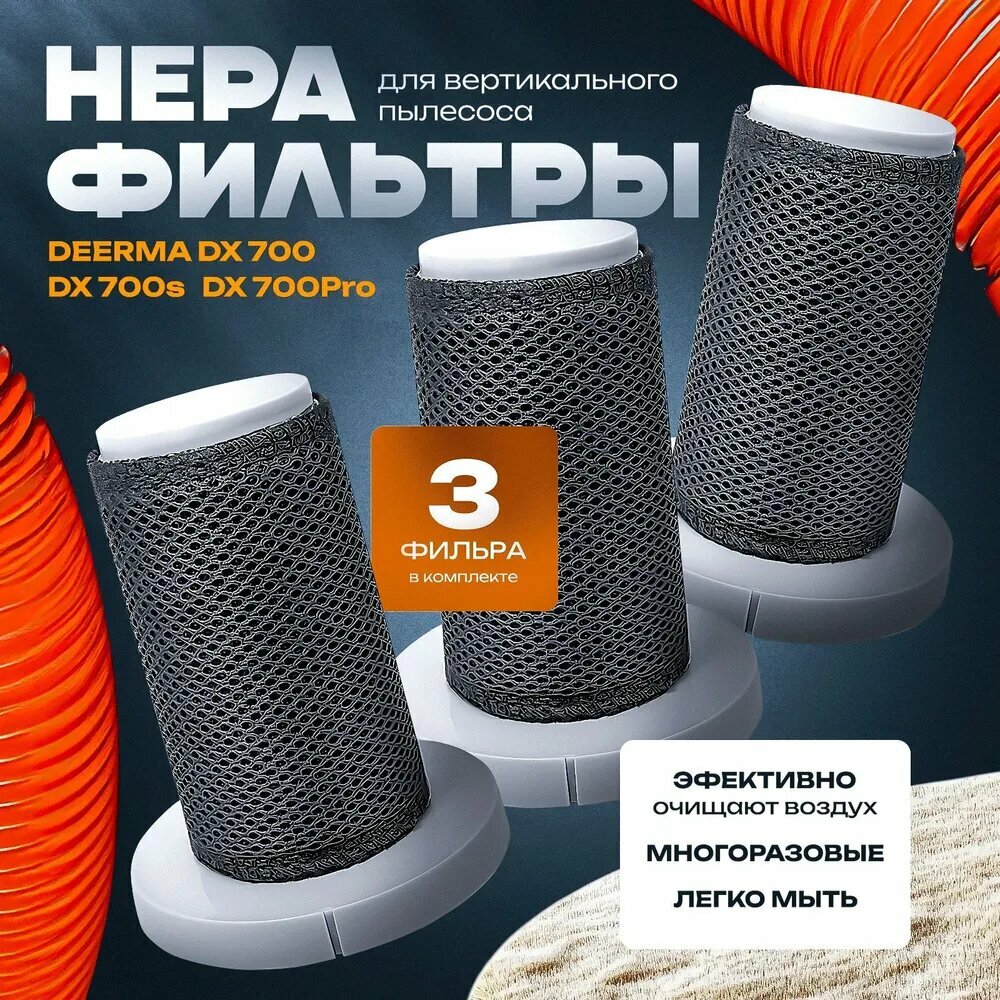 Фильтр сетчатый для вертикального пылесоса Deerma DX700 DX 700S 3 шт.