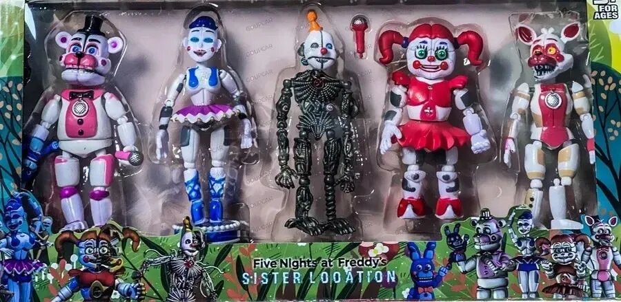 Набор фигурок Аниматроники FNAF / Аниматроники / Пять ночей у Фредди разборные 5 шт (14 см, в коробке)