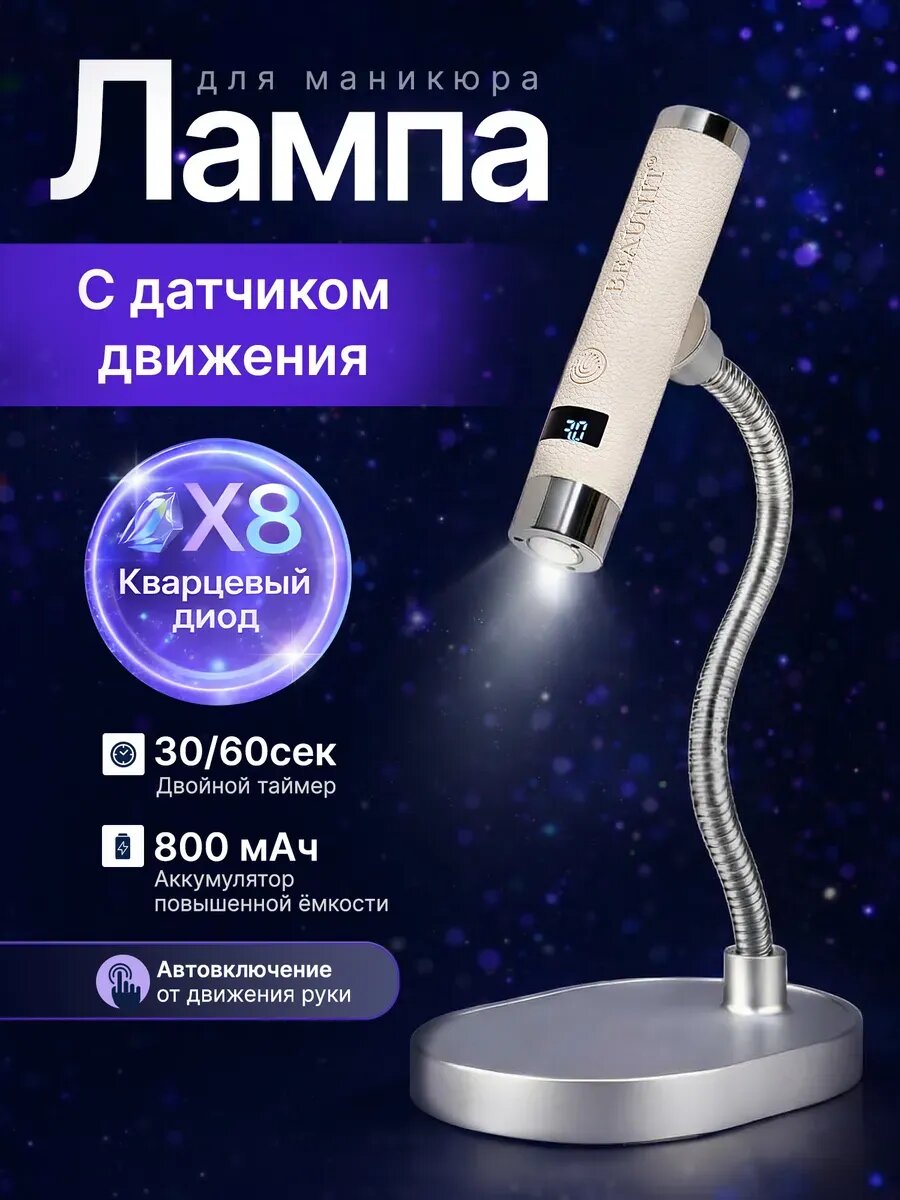 Лампа для маникюра фонарик с датчиком движения